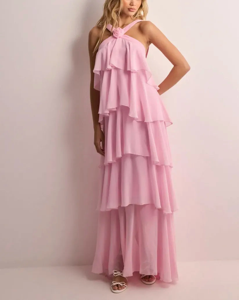 Amira | Ruffle Backless Maxi Dress – By Hayley